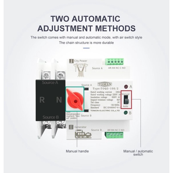 Jual Automatic Transfer Switch 2P 125A 230V MCB Tipe Dual Power ATS ...