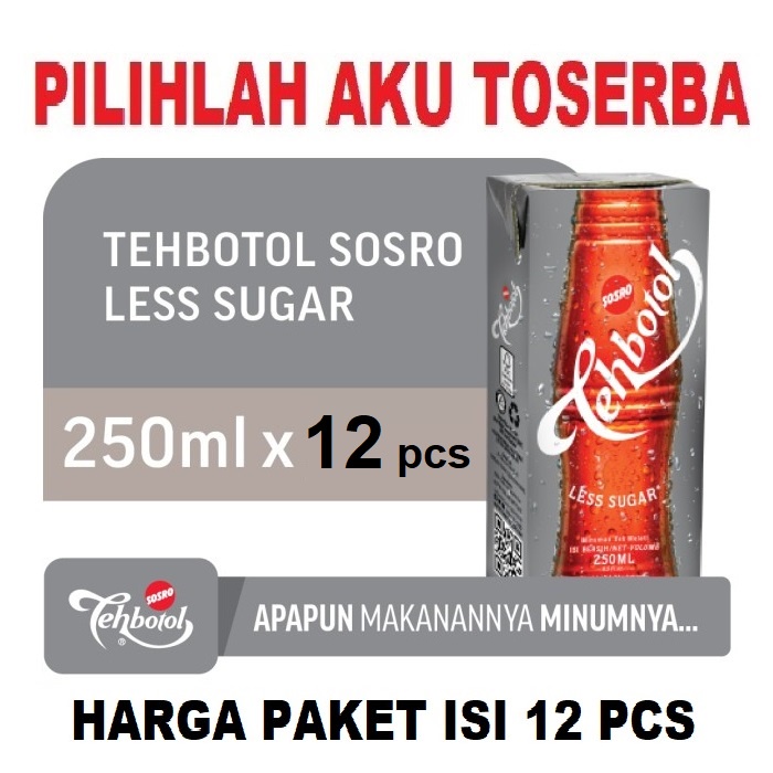 Jual Teh Botol Sosro Kotak LESS SUGAR 250 ml - ( HARGA 12 pcs ...
