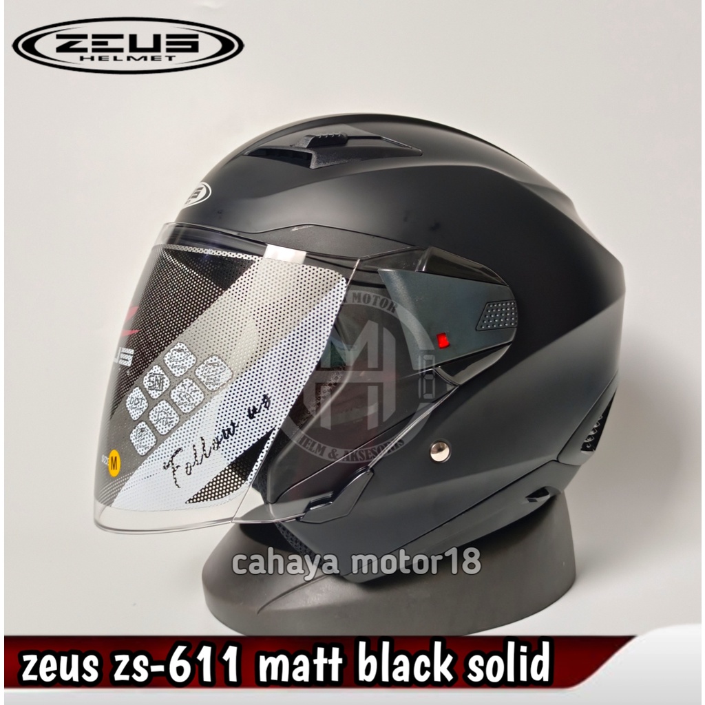 Jual HELM ZEUS ZS 611 MATT BLACK{HALF FACE HITAM DOF | Shopee Indonesia
