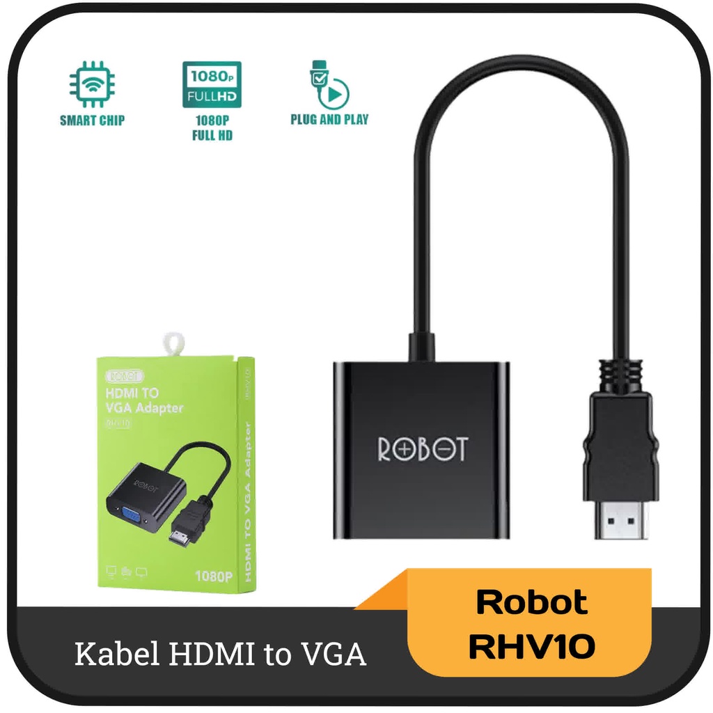 Jual Kabel HDMI to VGA Robot RHV10 Black (without Audio & Power) 1080P ...