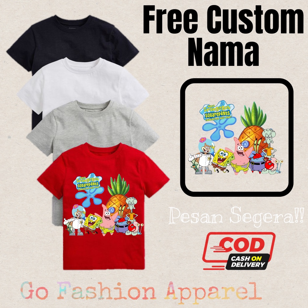 Jual Kaos Anak Custom Gambar Spongebob Baju Anak Unisex | Bahan Premium ...