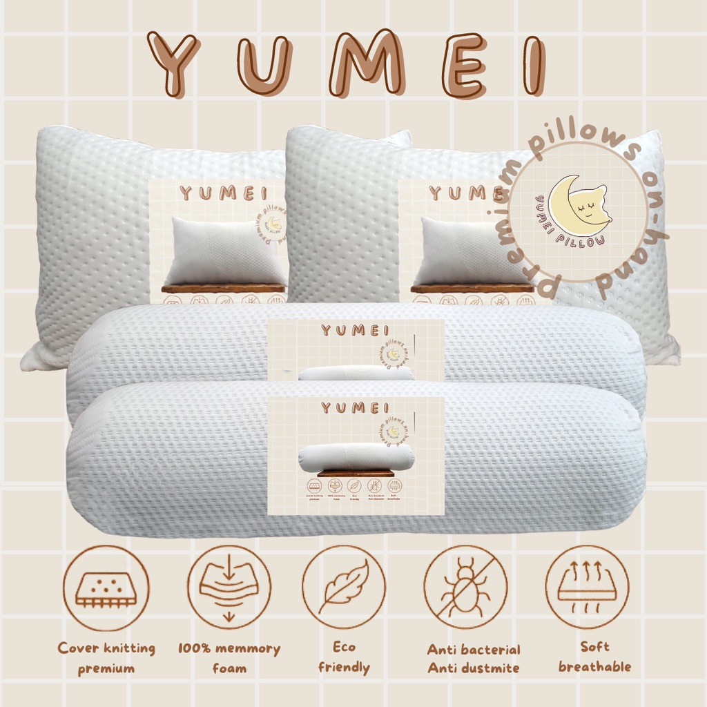 Jual Paket 2 Bantal + 2 Guling Hotel Premium Memory Foam Empuk Yumei 60x40cm | BEST DEAL ...