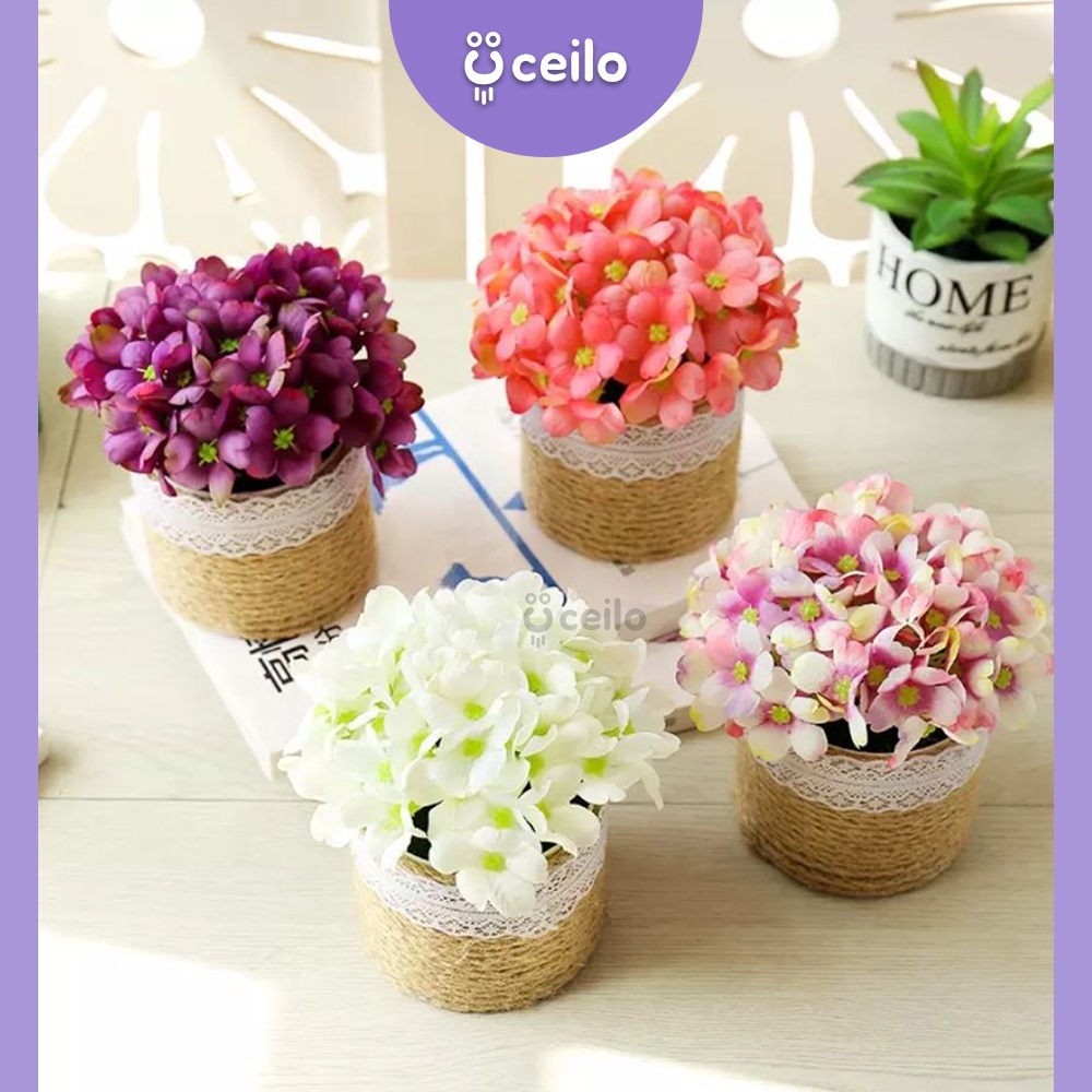 Jual CEILO BUNGA ARTIFICIAL POT TALI RAMI DEKORASI BUNGA HIAS CANTIK ...