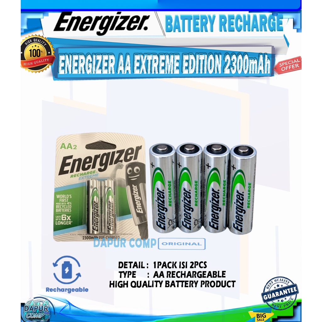 Jual BATTERY/BATRE ENERGIZER EXTREME AA 2300mAh RECHARGEABLE | Shopee ...
