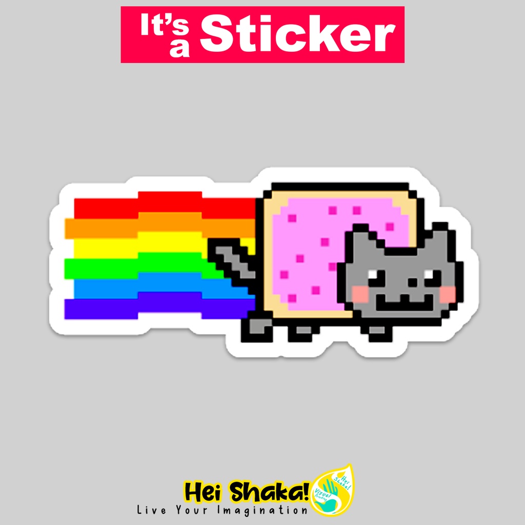 Jual Stiker Nyan Cat Sticker Tempelan Kucing Lucu Cute Bahan Vinyl Anti ...