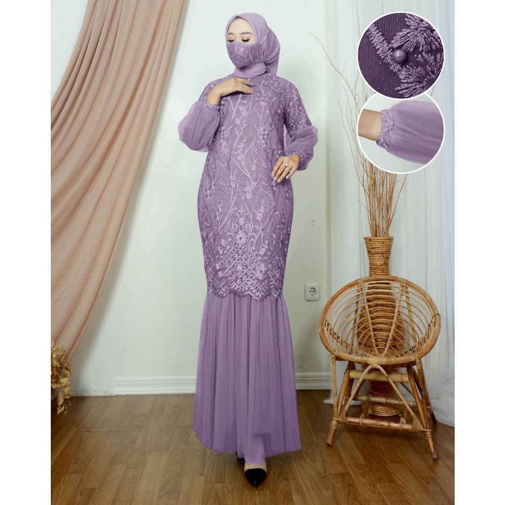 Jual (MODEL BARU)SIZE M,L,XL / GAMIS MERISKA / GAMIS DUYUNG TUTU BRUKAT TILE MUTIARA / GAMIS ...