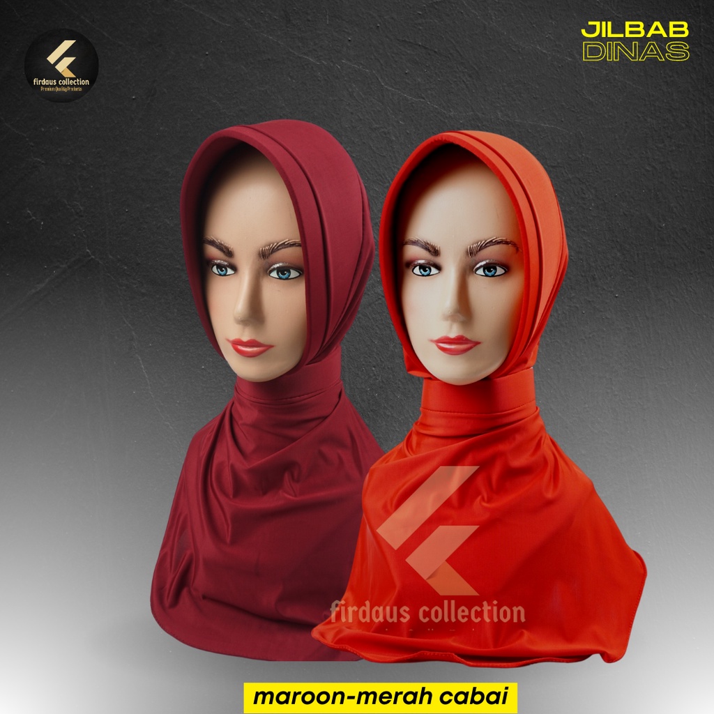 Jual Jilbab Dinas merah maroon merah cabai anti ribet bahan adem ...