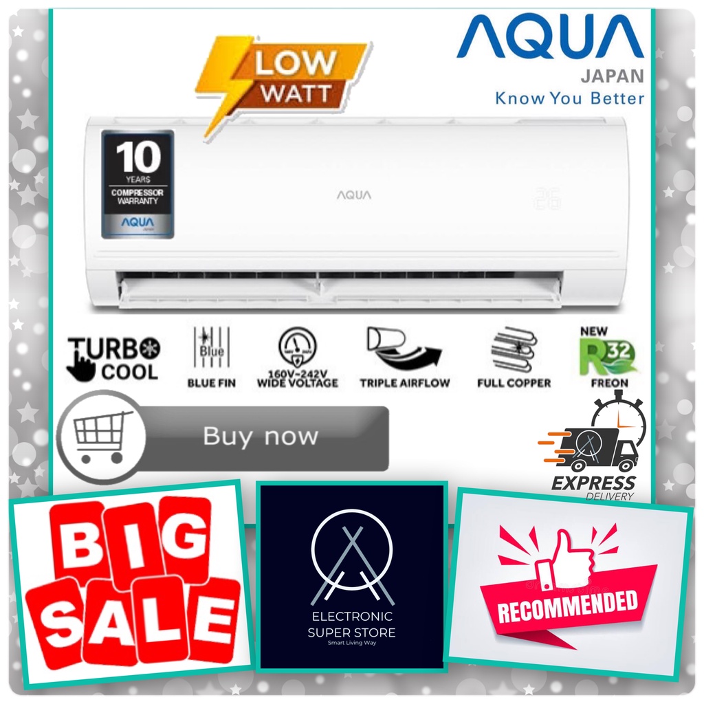 Jual AC AQUA AQA-KCR09AHP/AHQ/FQDL KCR10AHP STANDARD 1 PK TURBO COOLING ...