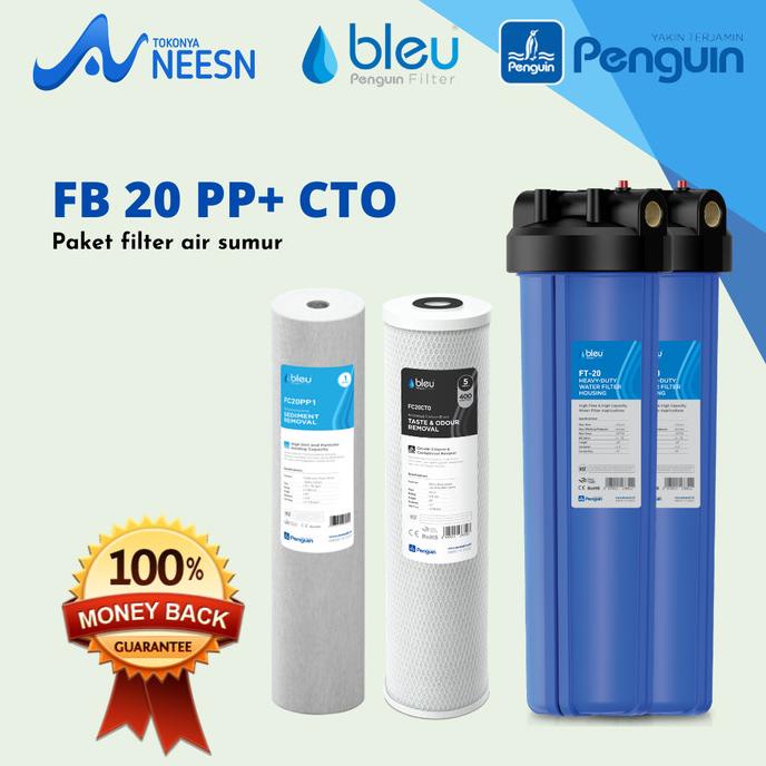 Jual Paket Filter Air sumur/tandon/toren penguin PBF 20" PP + CTO ...