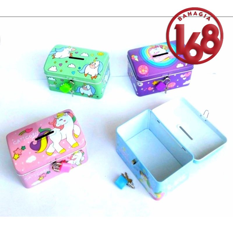Jual CELENGAN KALENG Kunci SAVING BOX TEMPAT PENYIMPANAN UANG MOTIF ...