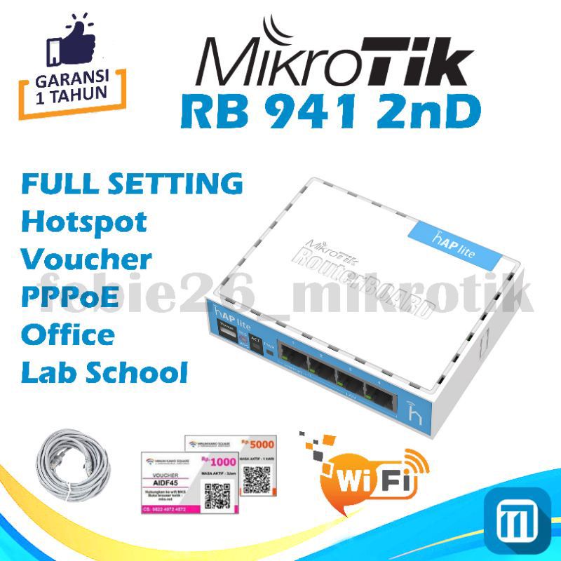 Jual MikroTik RB941 2nD Tc/ hAp Lite Full Setting Hotspot RT RW Net ... Jual MikroTik RB941 2nD Tc/ hAp Lite Full Setting Hotspot RT RW Net ...