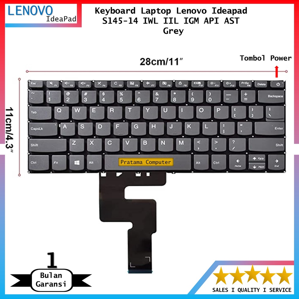 Jual Keyboard Lenovo Ideapad S145-14AST 14IGM 14IIL 14IWL-GREY (Tombol ...