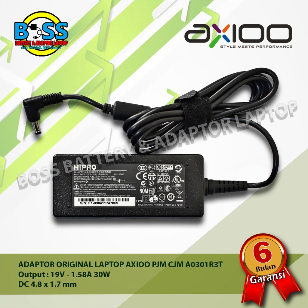 Jual Adaptor Charger Original Hipro 19V - 1.58A For Laptop Axioo PJM ...