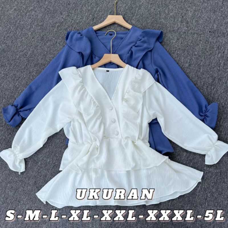 Jual Pryanka Blouse Wanita Jumbo Korean Style Blouse Kerja Wanita Big ...