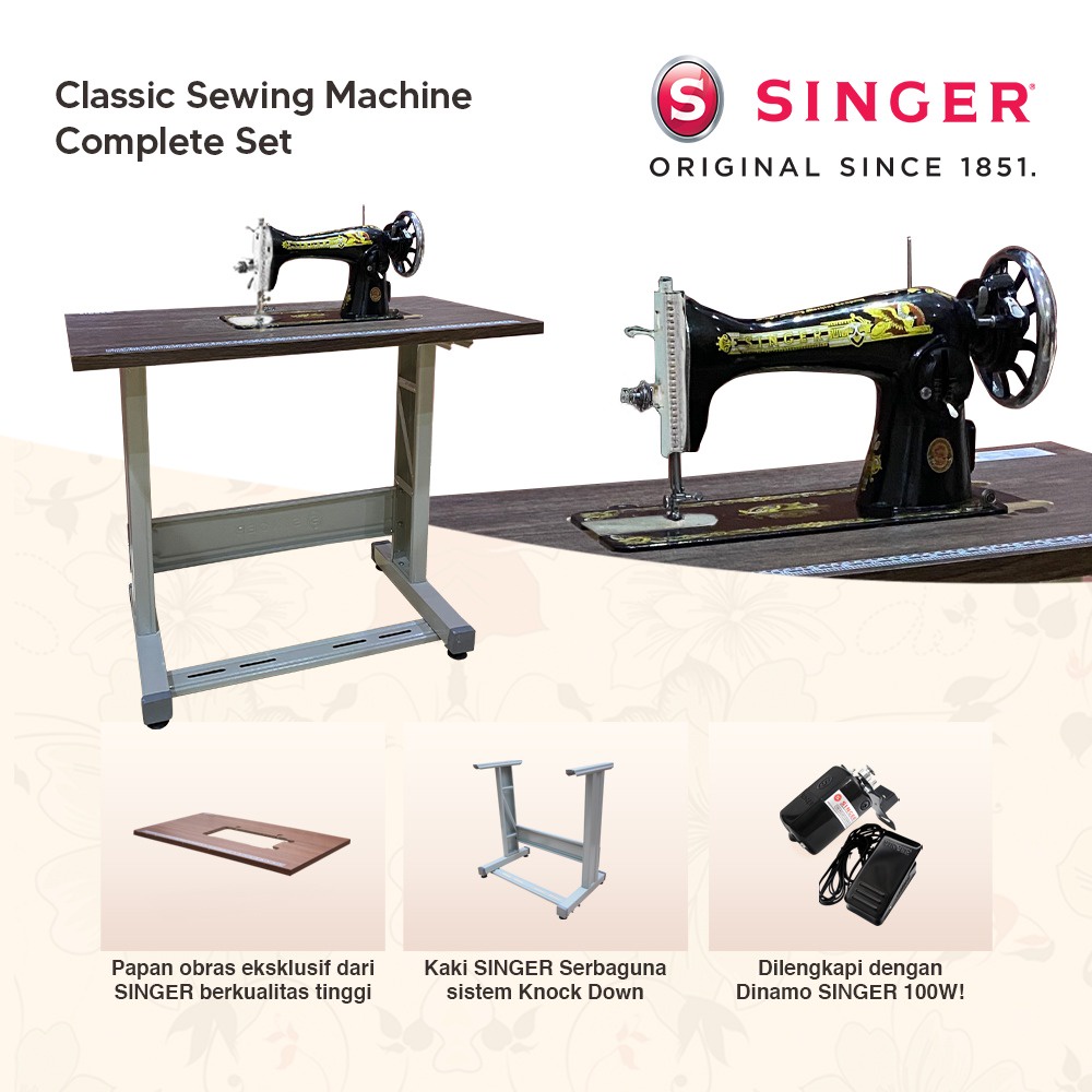 Jual Mesin Jahit Singer Hitam 15 Class ( Classic ) Meja Papan Ori ...