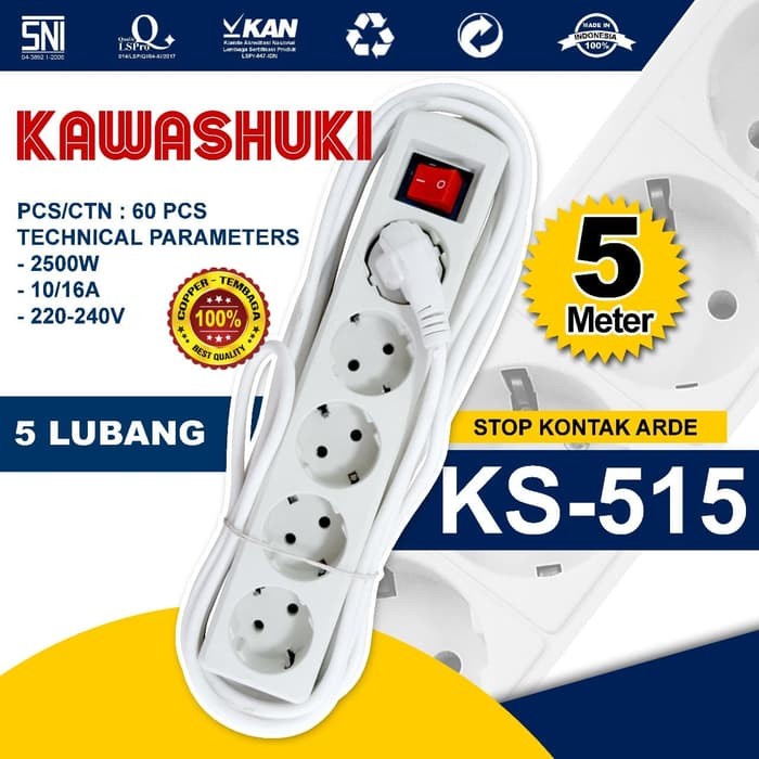 Jual STOP KONTAK + KABEL 5 LUBANG 5 METER 5M COLOKAN LISTRIK STOPKONTAK ...