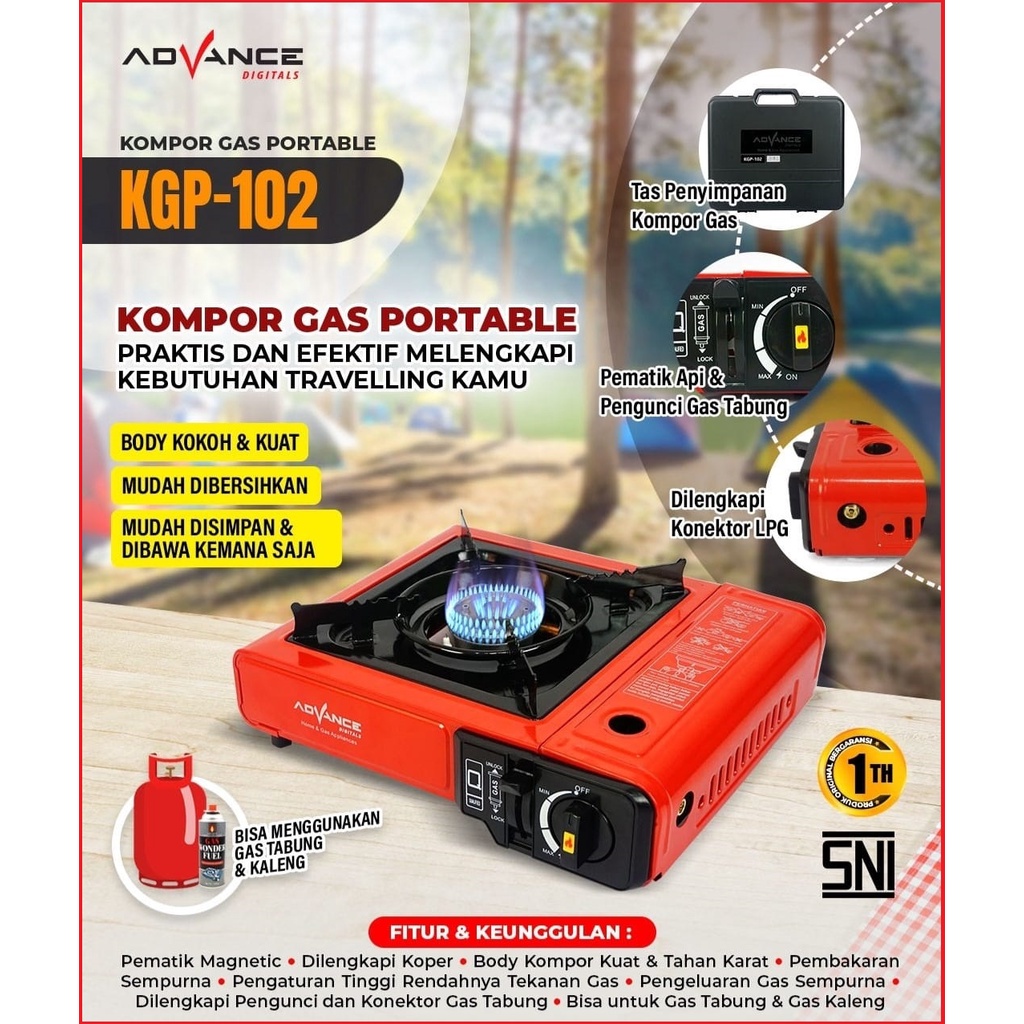 Jual Kompor Gas Portable Advance KGP-102 Kompor Fungsi 2in1 Bisa Gas ...