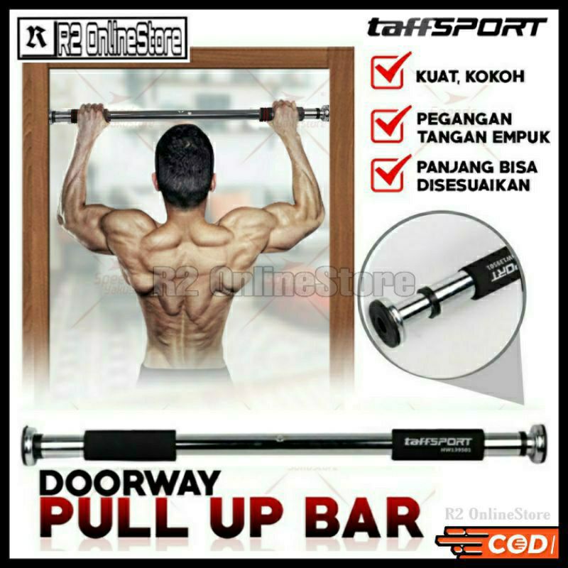 Jual TaffSPORT Tiang Latihan Doorway Pull Up Bar Pintu Solid Grip 62 ...