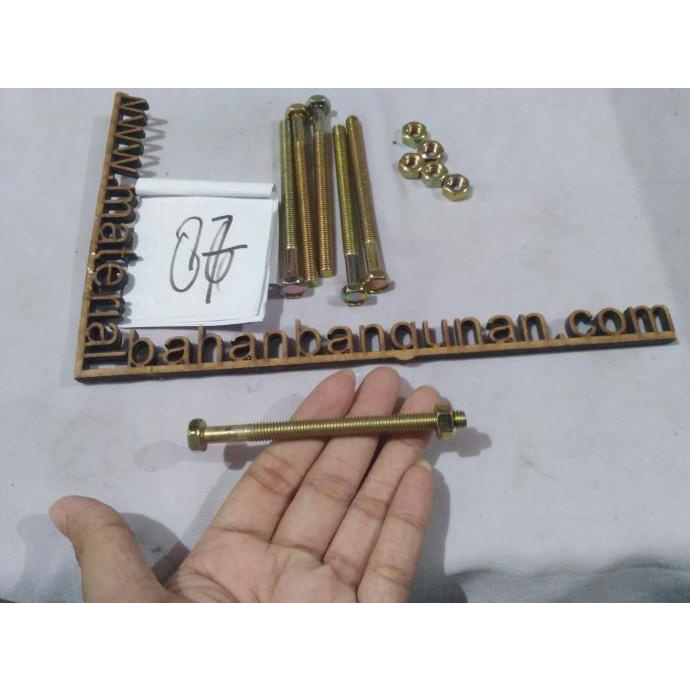 Jual Baut Mur kuningan diameter 6 mm panjang 8 cm kunci 10 jual per 10 ...