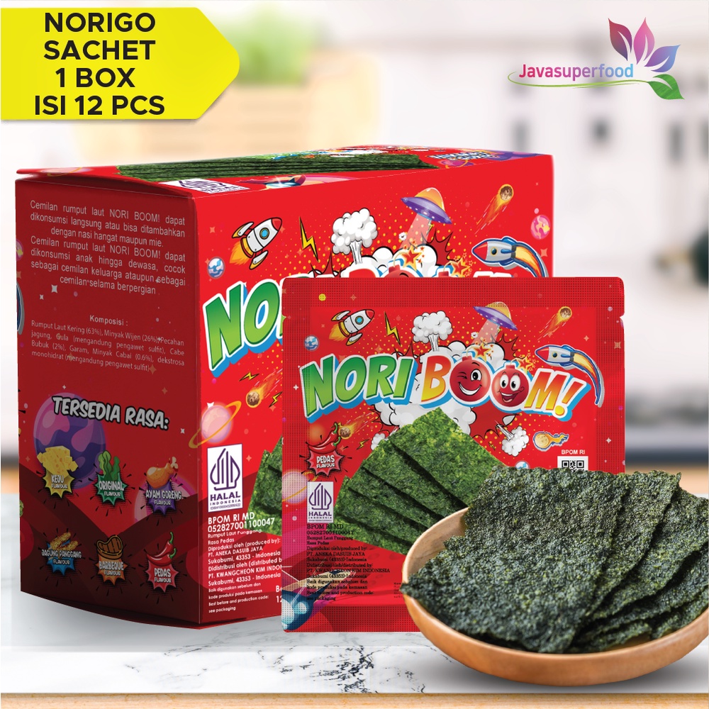 Jual NoriBoom (1 BOX ISI 12 PCS) / Nori Sachet Seaweed Snack 3g Rumput ...