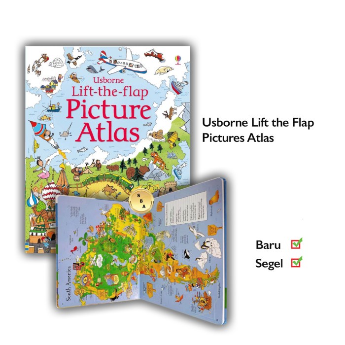 Jual Guh Buku Usborne Lift The Flap Picture Atlas With Giant World Map ...