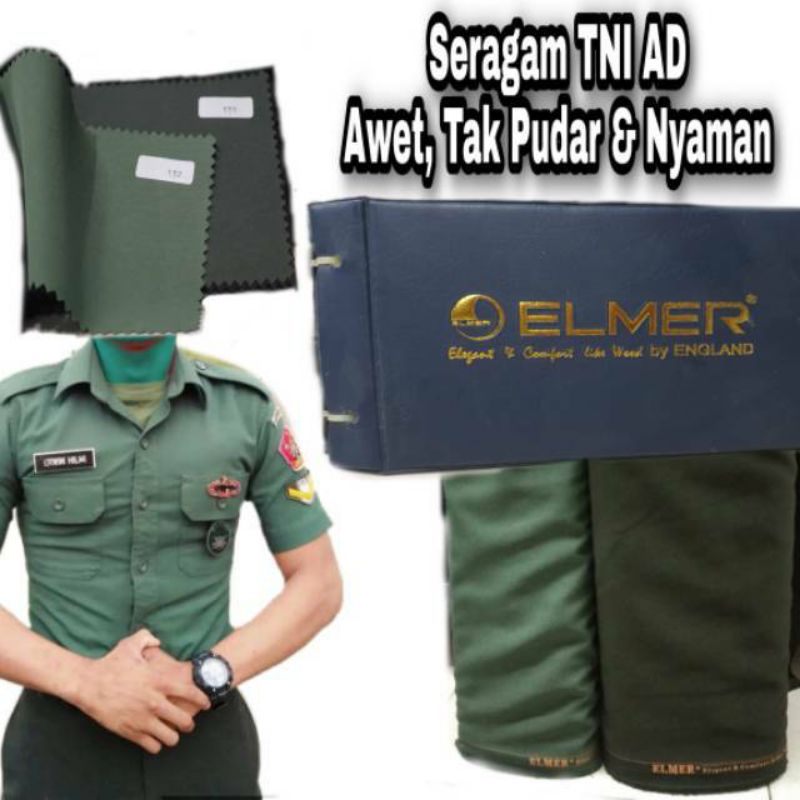 Jual kain bahan pdh/pduTNI AD premium super woll elmer baju seragam ...