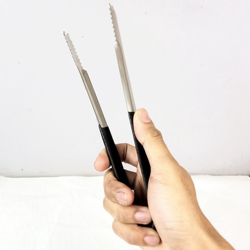 Jual TONGS / CAPITAN PENJEPIT MAKANAN STAINLESS GG HITAM | Shopee Indonesia