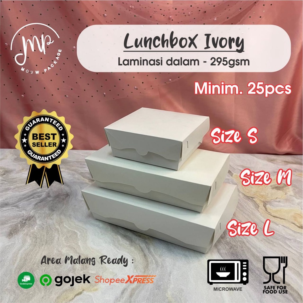 Jual LUNCH BOX IVORY / PAPER BOX / KOTAK MAKAN KERTAS LAMINASI / BOX ...