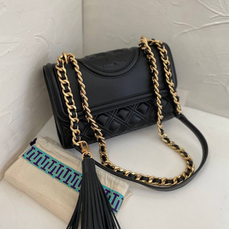 Jual TB Fleming Small Convertible Shoulder Bag Black GHW Authentic ...