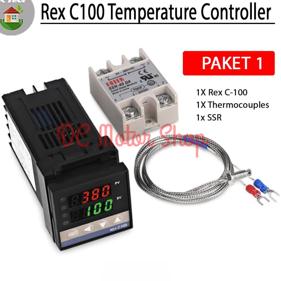 Jual PID Rex C100 Temperature Thermostat Thermocouple Controller Output SSR - C100+Thermo+SSR ...
