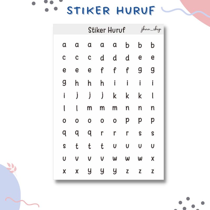 Jual Stiker Huruf / Alphabet Sticker / Stiker Alfabet / Stiker Lucu ...
