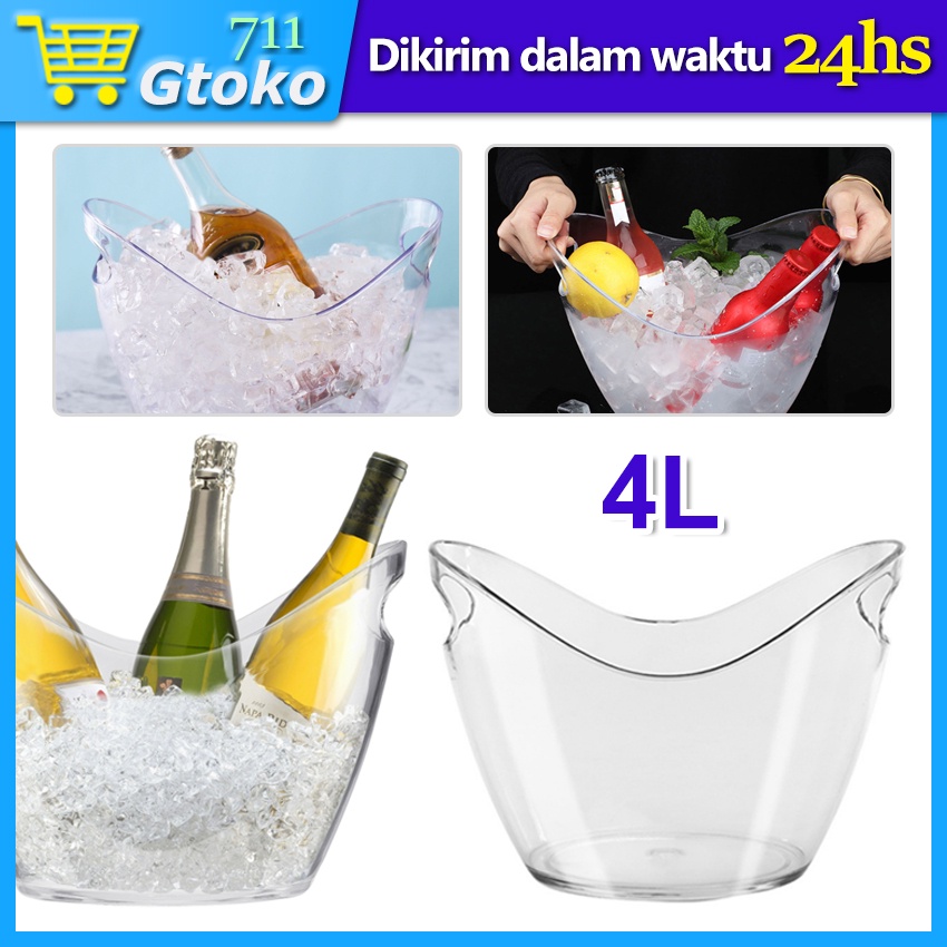 Jual Ice Bucket 4L Acrylic Transparan Ember Bir Es Beer Bucket / Wine ...