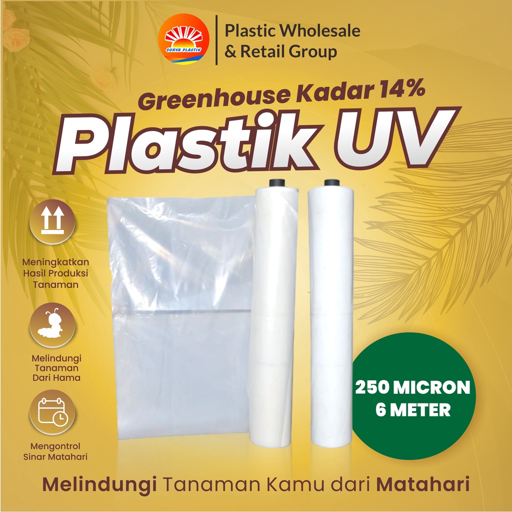 Jual Plastik UV Green house Tebal 250 Mikron 14% Lebar 6 Meter | Shopee ...
