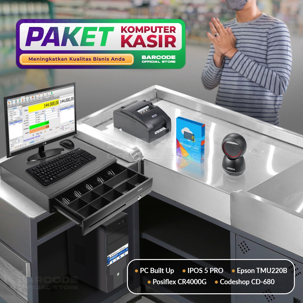Jual Paket Komputer Kasir + IPOS 5 PRO Software Program Kasir + Epson TMU220B Printer Kasir Auto ...
