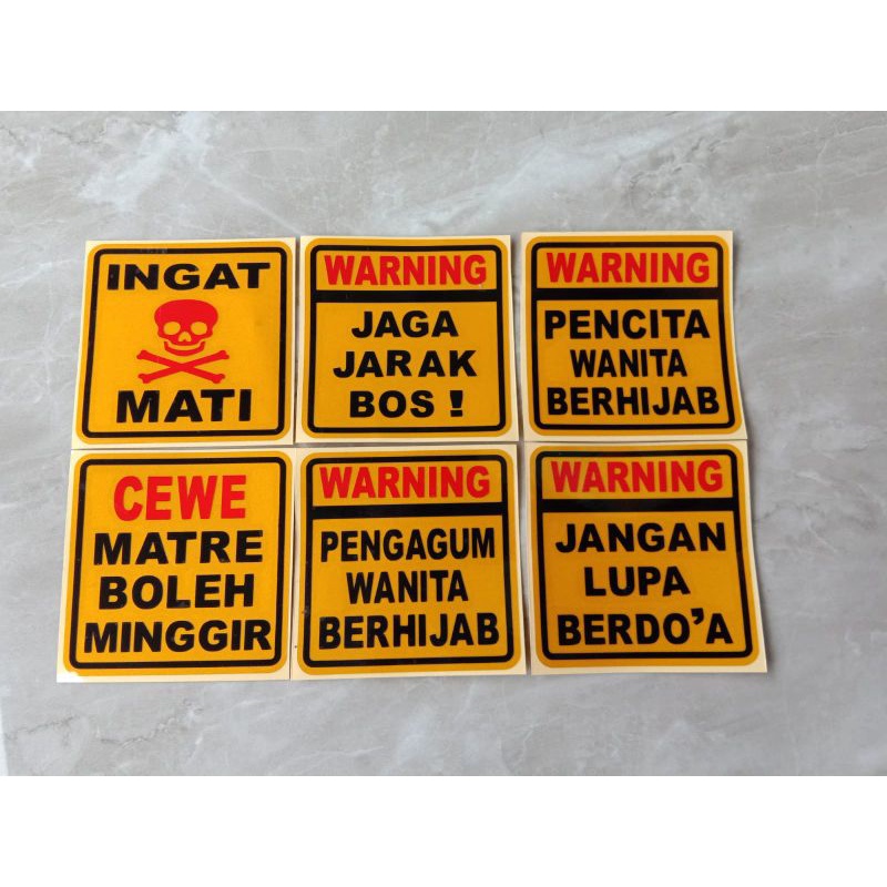 Jual Sticker warning cutting stiker kata kata lucu dan unik stiker motor mobil | Shopee Indonesia