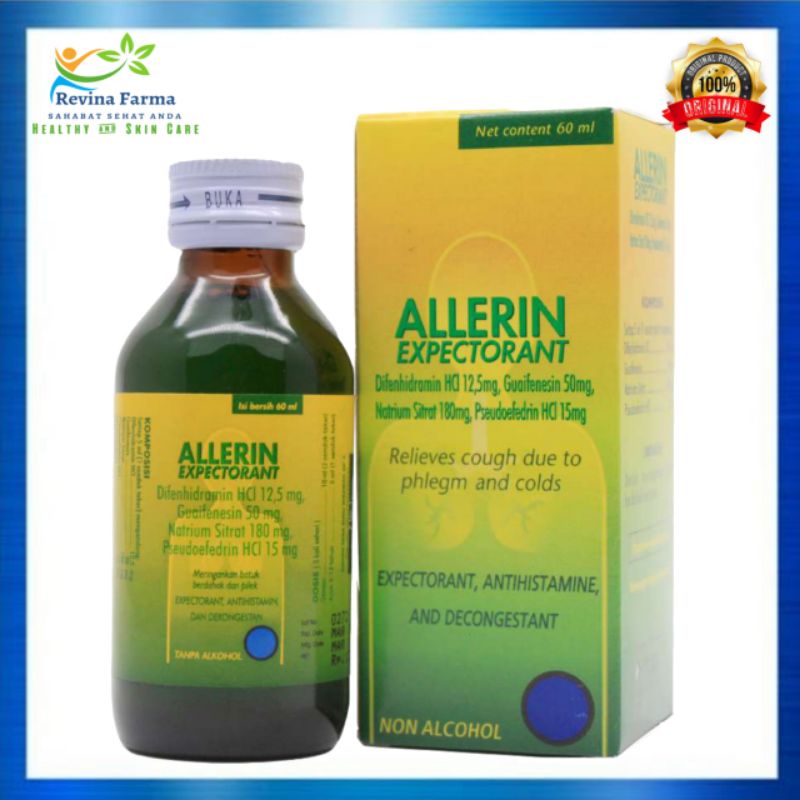 Jual ALLERIN Expectorant Syrup 60ml Obat Batuk Berdahak & Pilek ...
