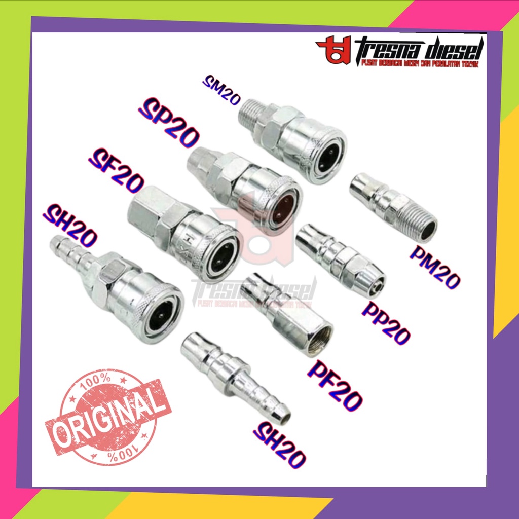Jual KOPLER QUICK COUPLING SAMBUNGAN ANGIN KOMPRESOR COUPLER SH20 SF20 ...
