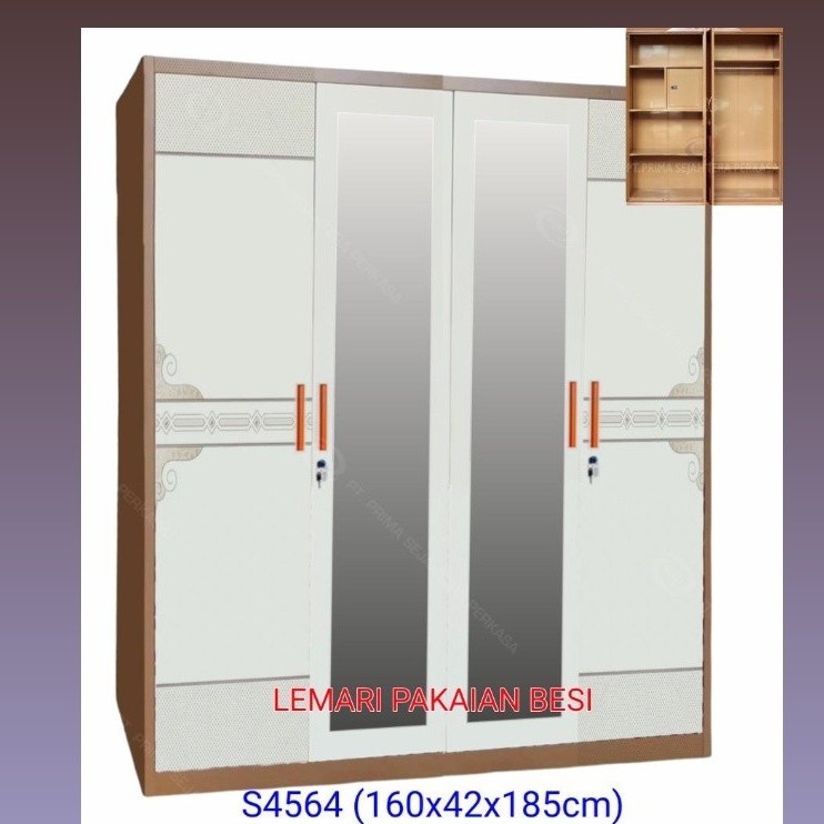 Jual Lemari Pakaian Besi 3 Pintu Lemari Motif Cantik Lemari Besi BATAM ...
