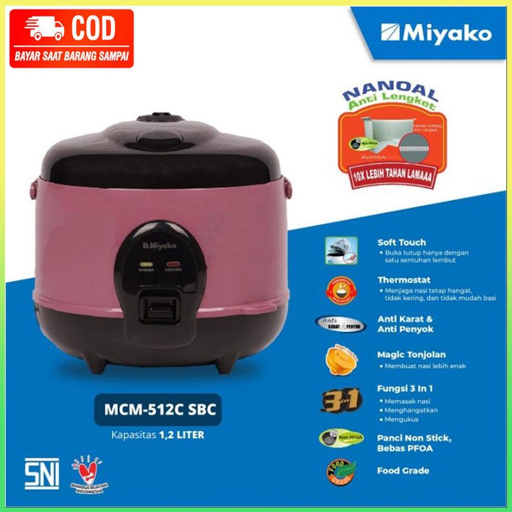 Jual PROMO MIYAKO RICE COOKER / MAGIC COM MCM512 C / MCM 512C SBC / MCM ...