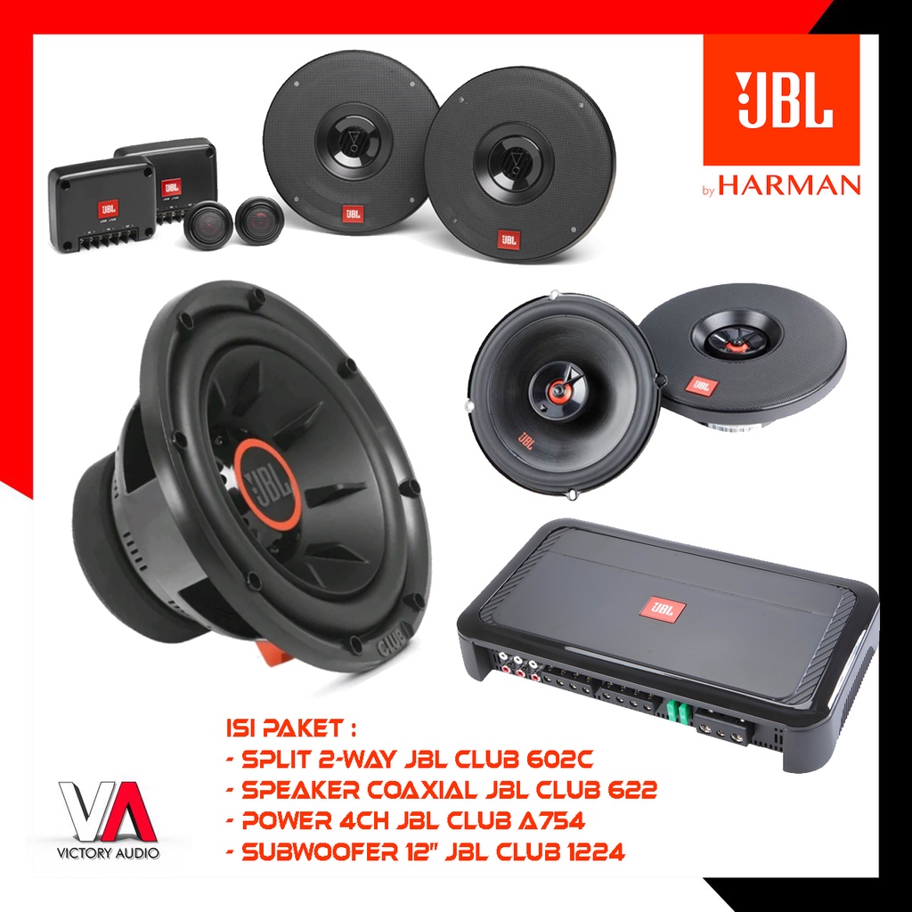 Jual Paket Audio Mobil Full Set Sound System JBL CLUB SERIES 3 - Speaker Split 2-Way Club 602C ...