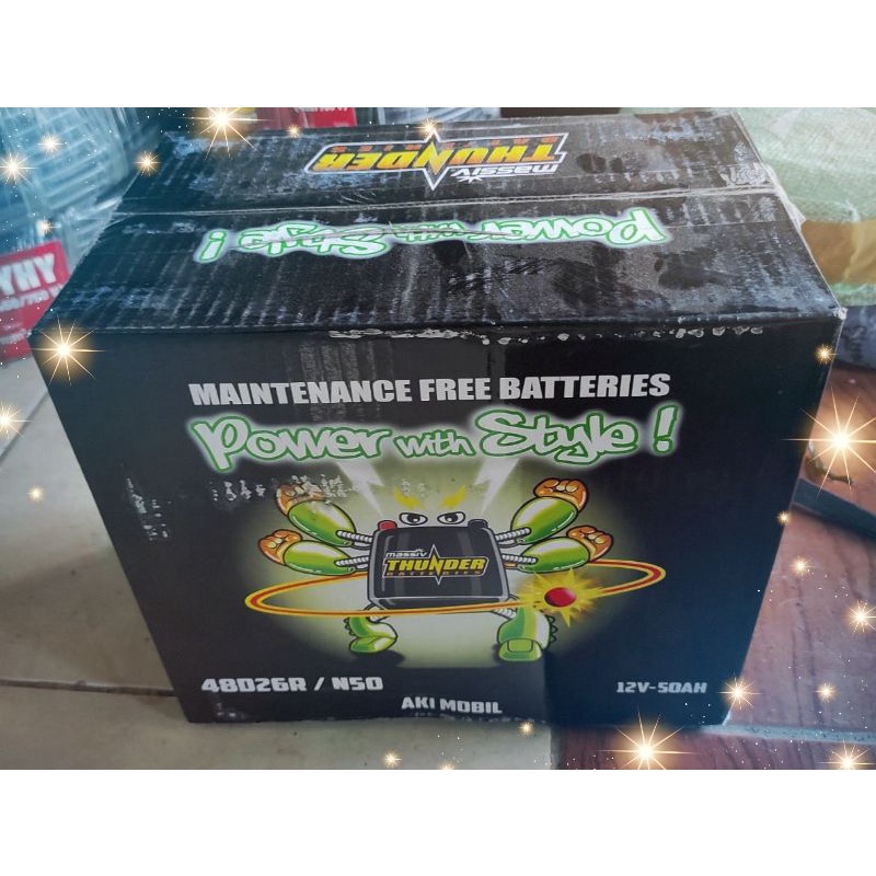 Jual Accu kering Massive Thunder N50 MF (12v 50ah) | Shopee Indonesia