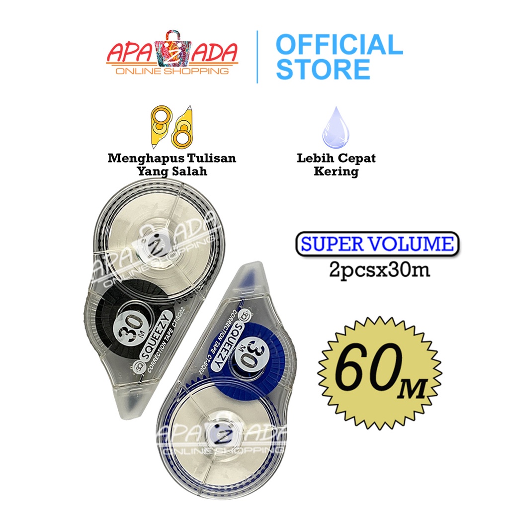 Jual Apazada Correction Tape 30m Isi 2 / Cortape / Corection Tape Tipex ...