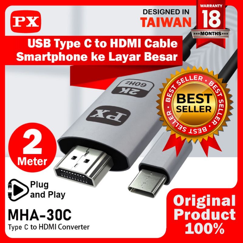 Jual Kabel HDMI Type C Smartphone Android To TV 2 Meter PX MHA-30C ...