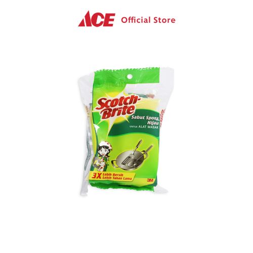 Jual Ace Scotch Brite Sabut Sponge Cuci Piring 7 6X10 1 cm - Hijau ...