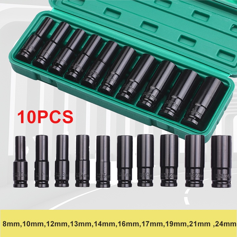 Jual 10Pcs Set Electric Wrench Socket Ocket Tool Kit Set Impact Socket ...