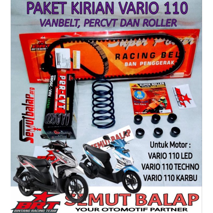 Jual PAKET VARIO 110 BRT RACING PAKET KVB VANBELT PER CVT ROLLER 8 9 10 ...