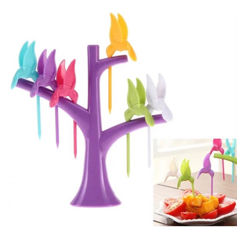 Jual Set Garpu Buah / Sayuran / Snack / Dessert Bentuk Pohon + Burung ...