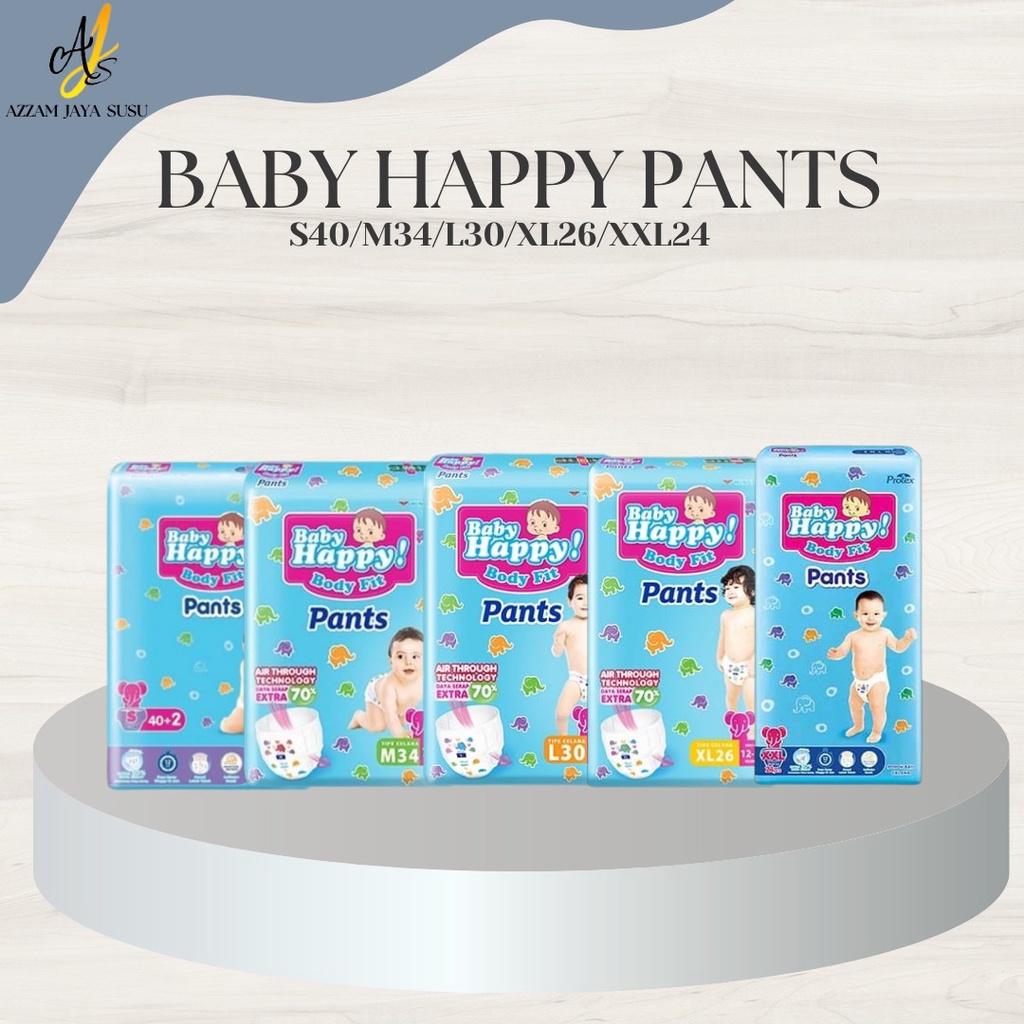 Jual Baby happy pants size S40,M34,L30,XL26,XXL24 azzam jaya susu | Shopee Indonesia