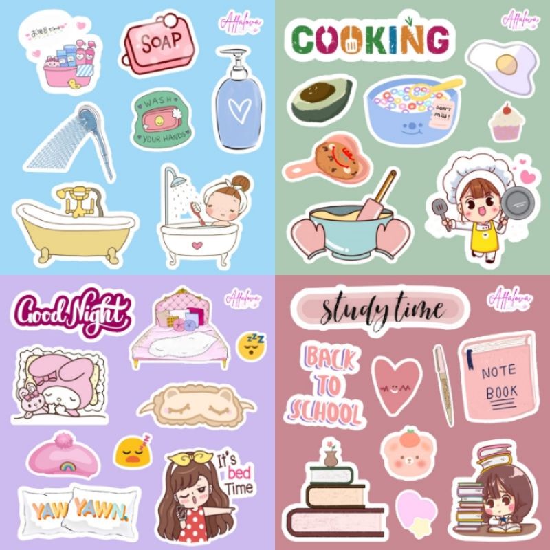 Jual STICKER MINI ISI 4 LEMBAR PACK DAILY LIFE LUCU LUCU IMUT IMUT ...