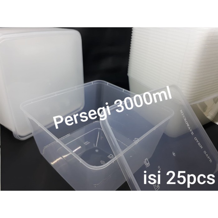 Jual Kotak Thinwall Persegi 3000ml Box Makan Food Container 25pcs